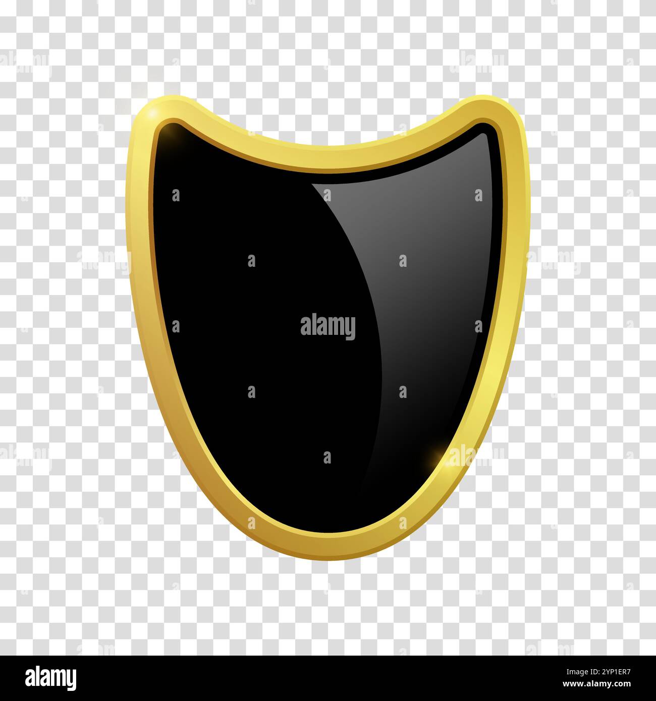 Black shield with glossy bright golden frame. VIP luxury logo design ...