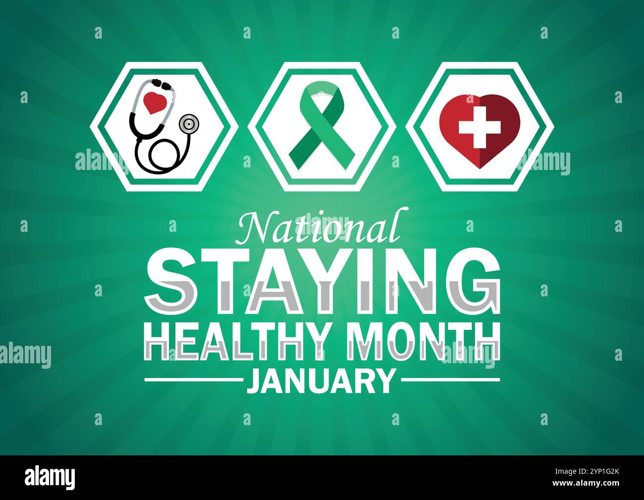 National Staying Healthy Month January Modern Vector illustration ...