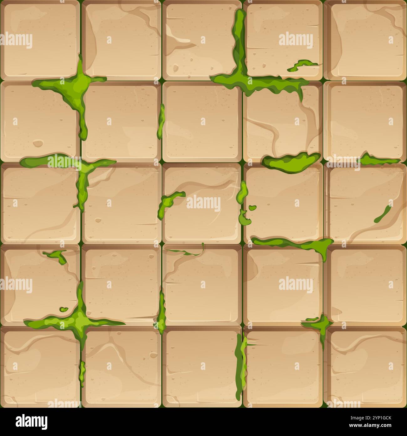 Stone brick with moss old game wall, medieval path, road seamless tile ...