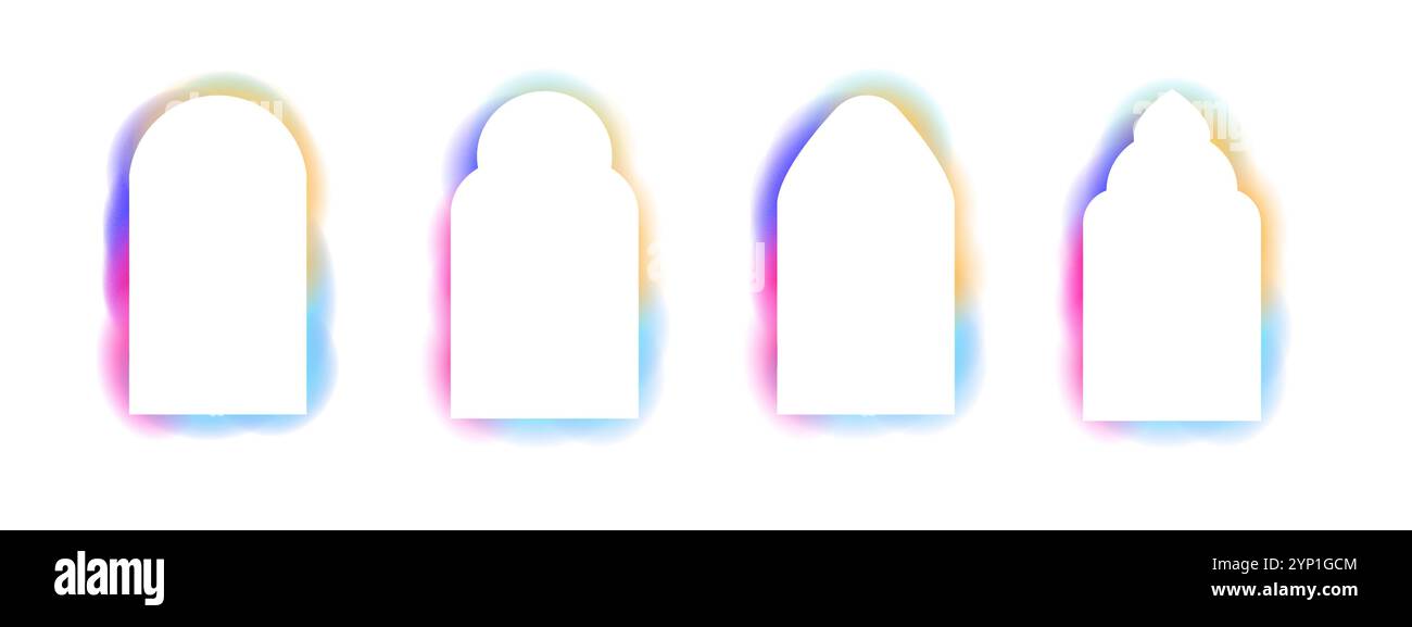 Y2k frame abstract arch, spectrum butterfly glow aura blur shapes ...