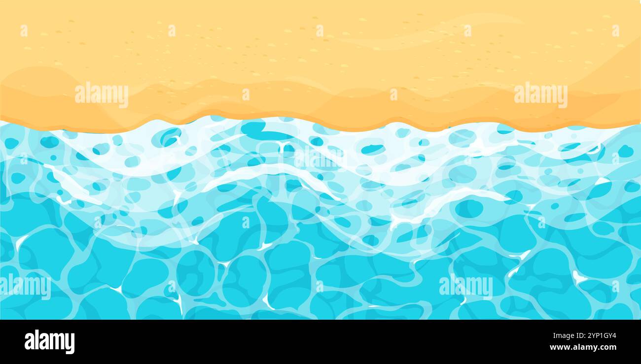 Beach with sand water ripple surface with sunlight reflections in ...