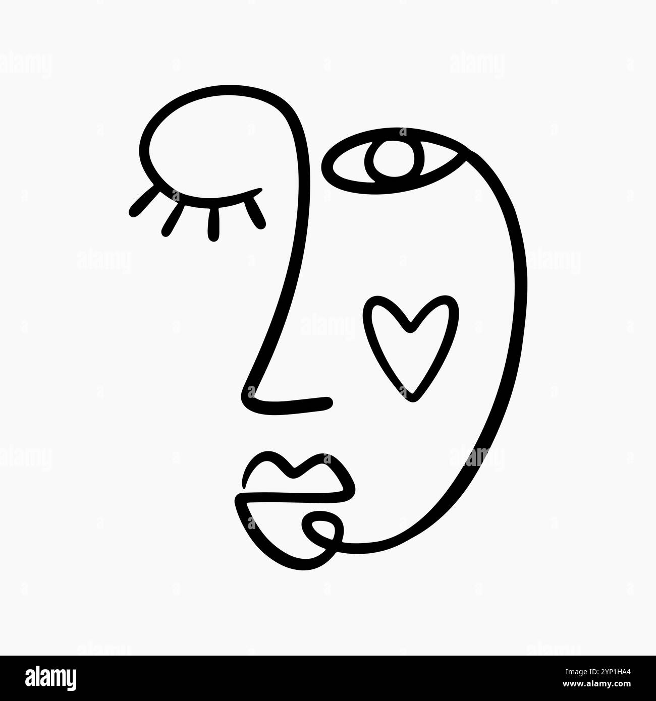 Abstract one line drawing woman face portrait logo Stock Vector Image ...