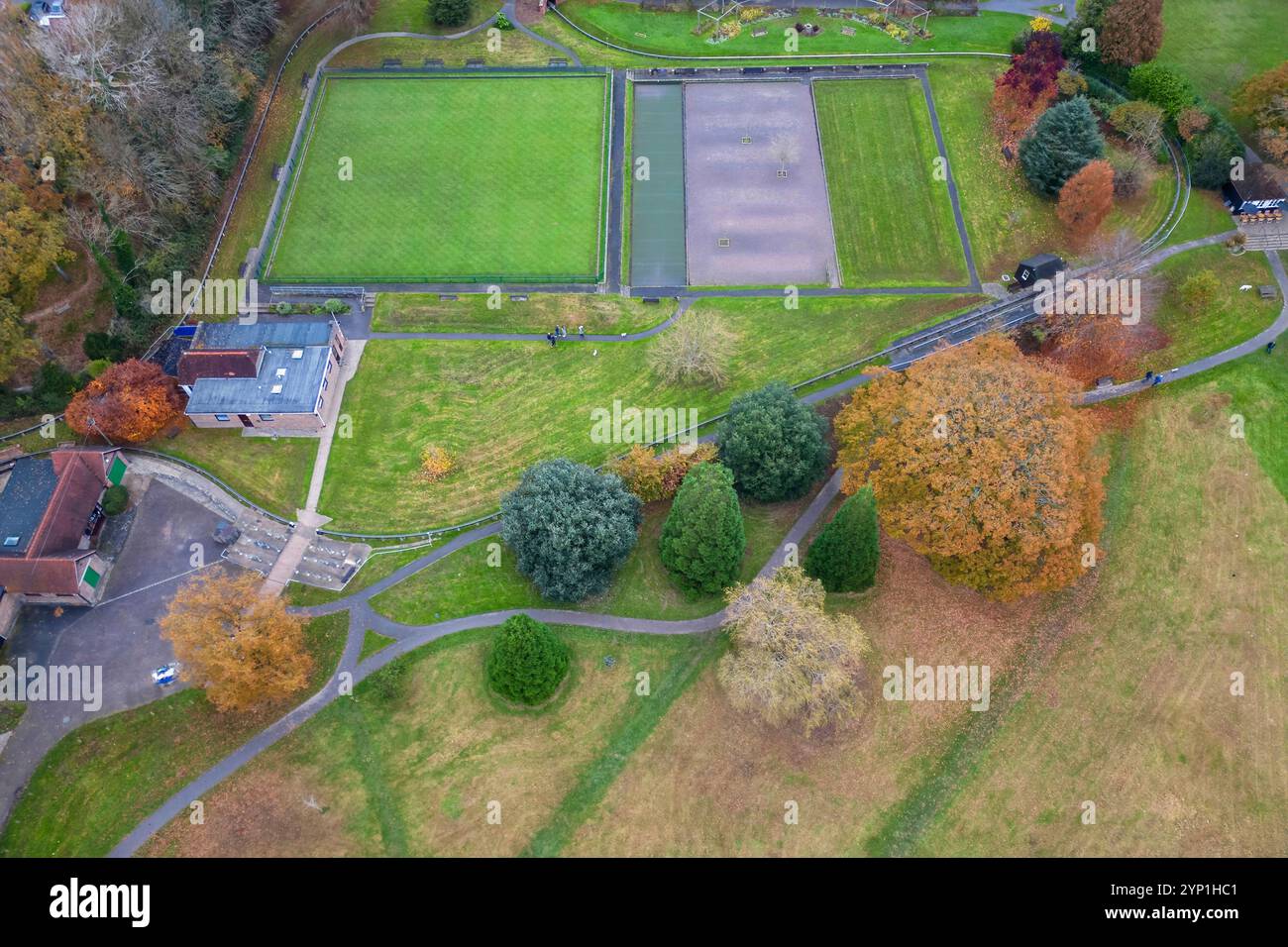 aerial view of beech hurst gardens in the autumn in haywards heath west ...