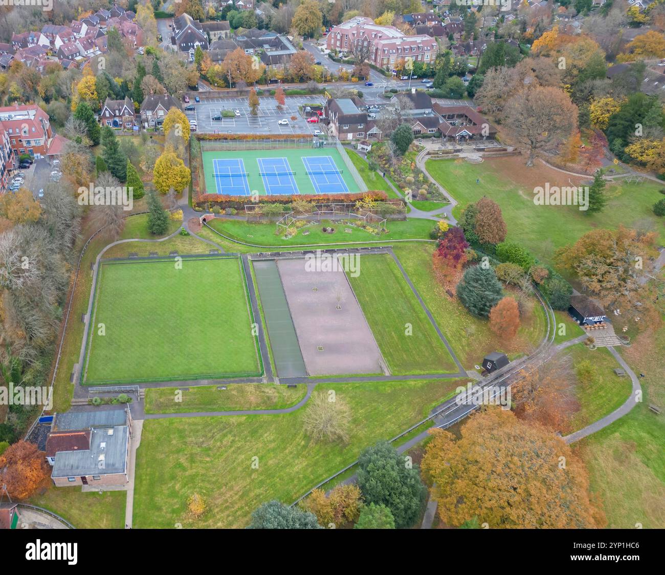 aerial view of beech hurst gardens in the autumn in haywards heath west ...
