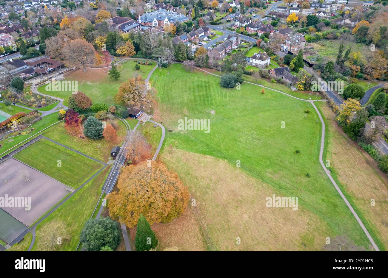 aerial view of beech hurst gardens in the aurumn in haywards heath west ...