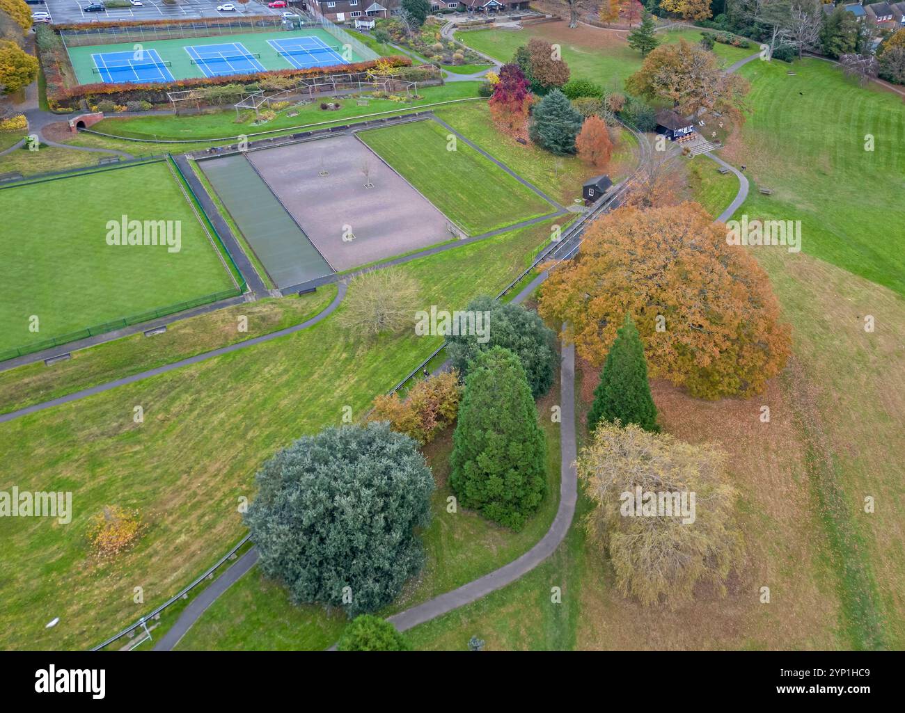 aerial view of beech hurst gardens in the aurumn in haywards heath west ...
