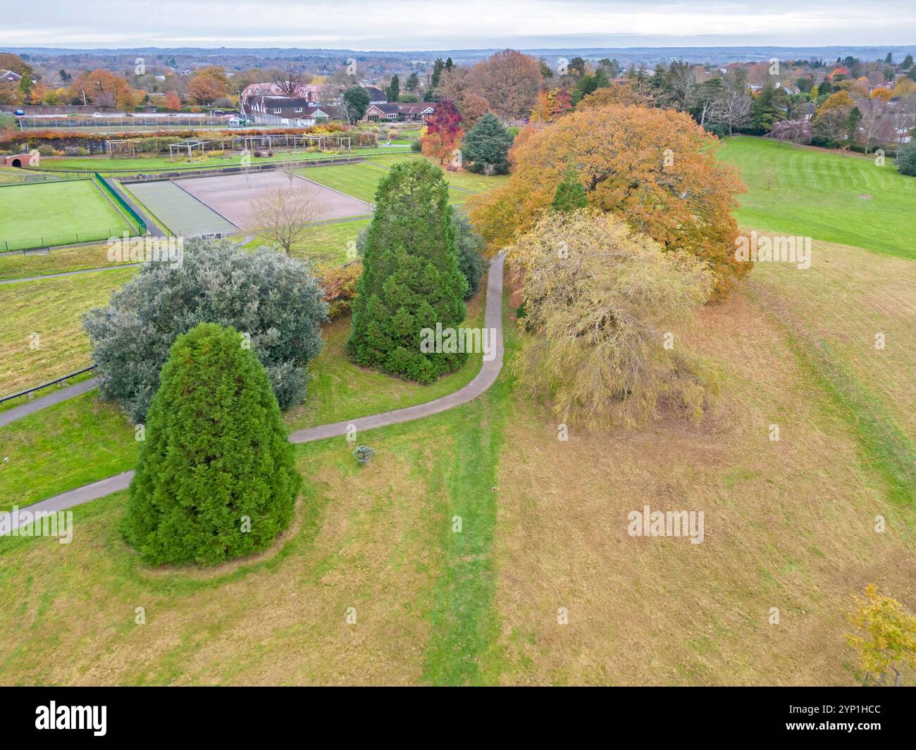 aerial view of beech hurst gardens in the autumn in haywards heath west ...
