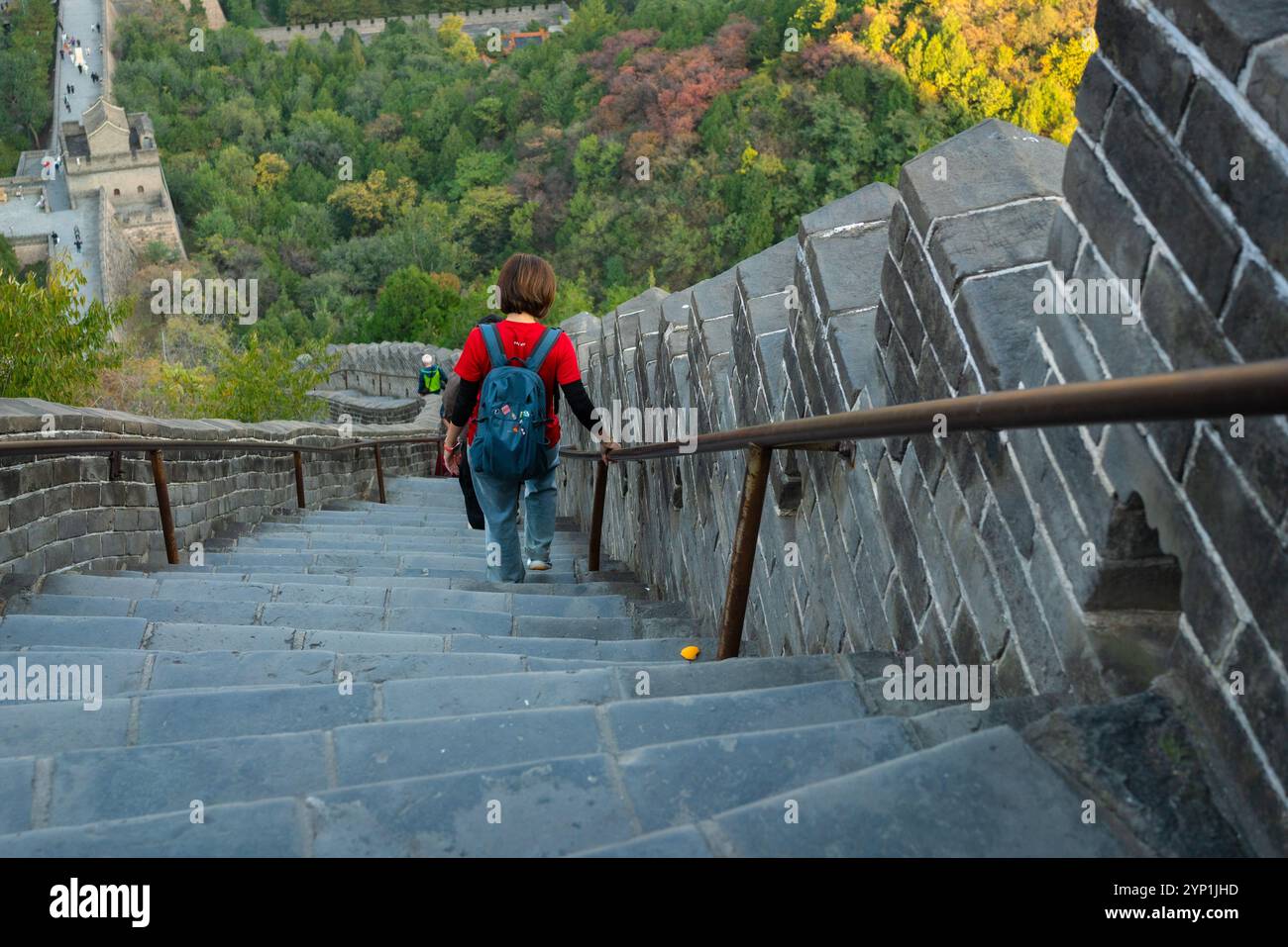 Beijing, China - Oct 23rd, 2024: Tourists descending the Juyongguan ...