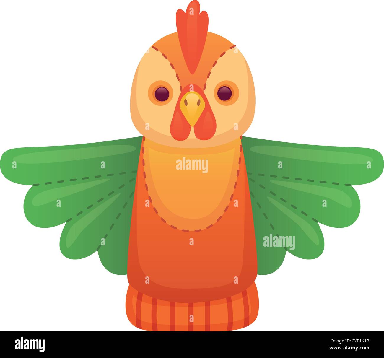 Rooster sock doll. Bird puppet cartoon icon isolated on white ...