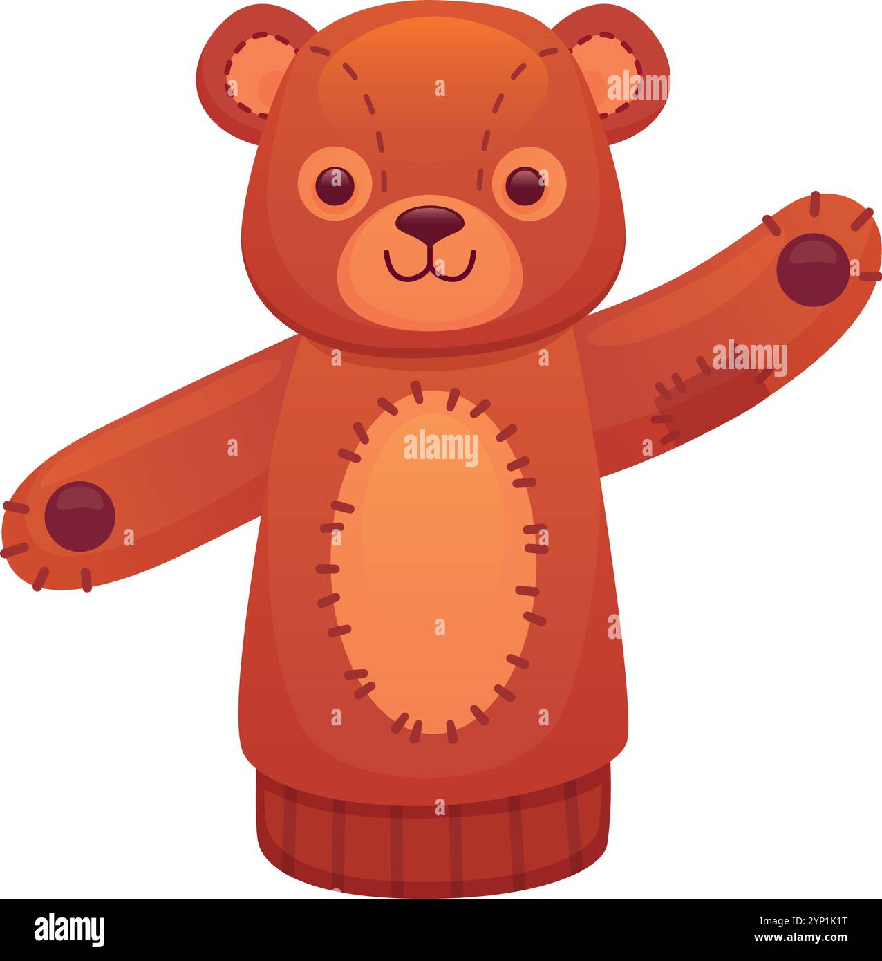Bear puppet. Cartoon playable fabric toy icon isolated on white ...