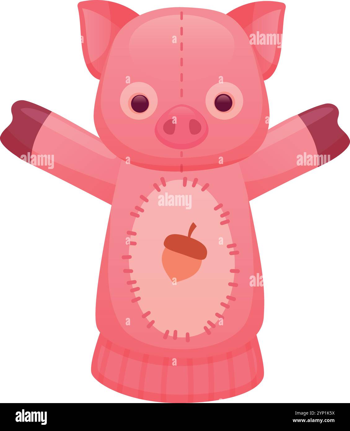 Cartoon pig doll. Animal puppet cartoon icon isolated on white ...
