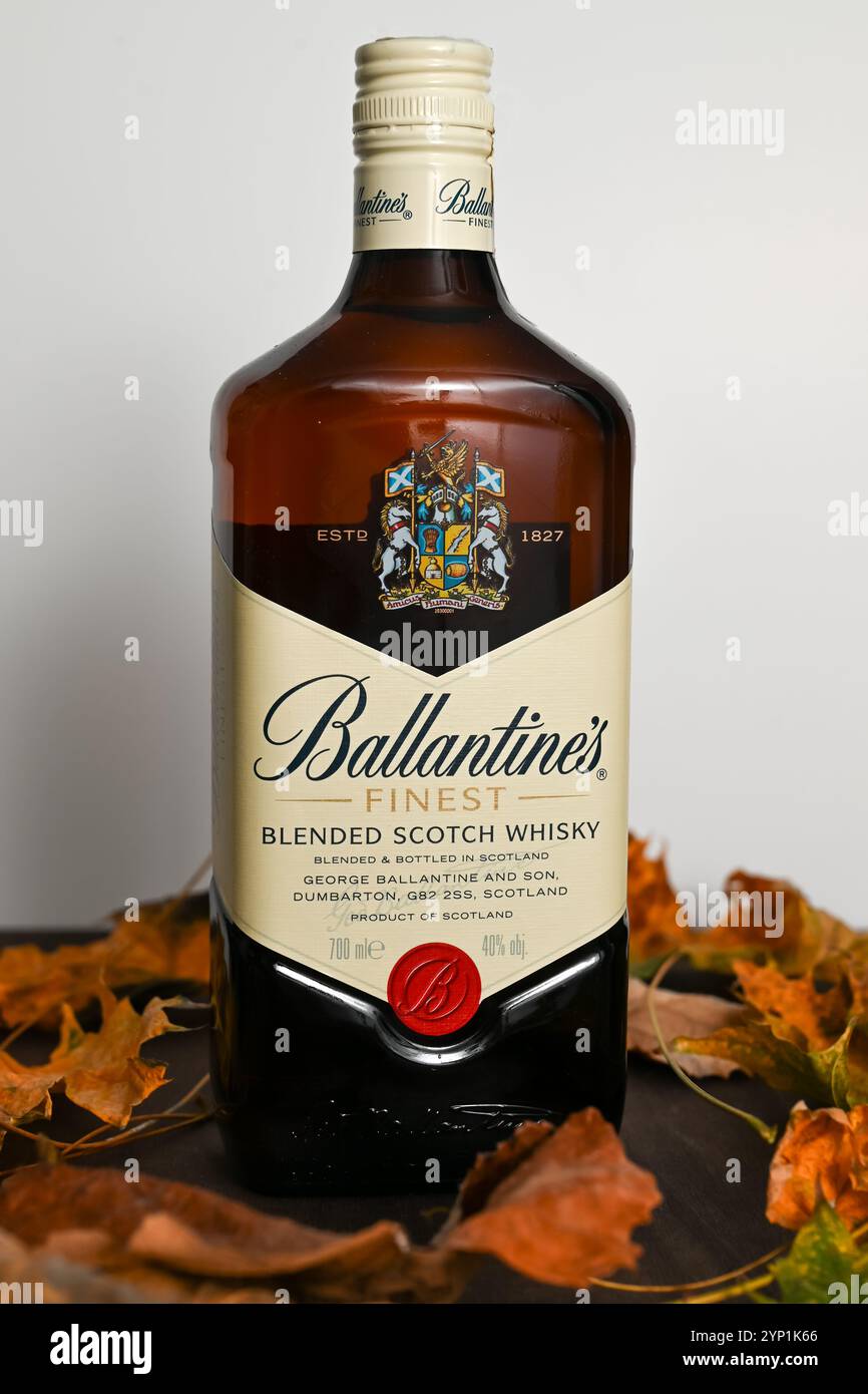 Lublin, Poland, 20 November 2024 bottle of Ballantine's Finest Blended scotch whisky ...