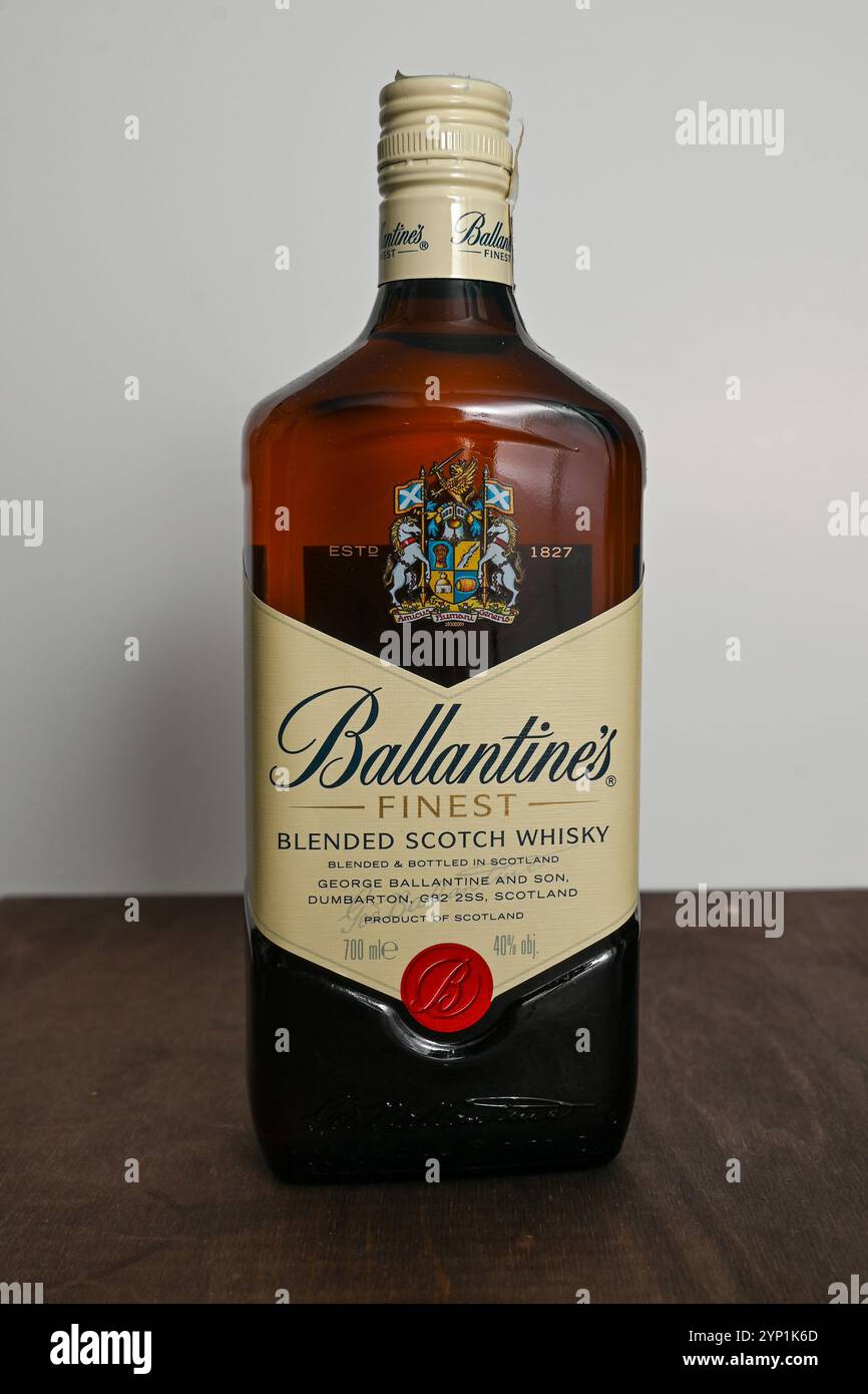 Lublin, Poland, 20 November 2024 bottle of Ballantine's Finest Blended scotch whisky ...