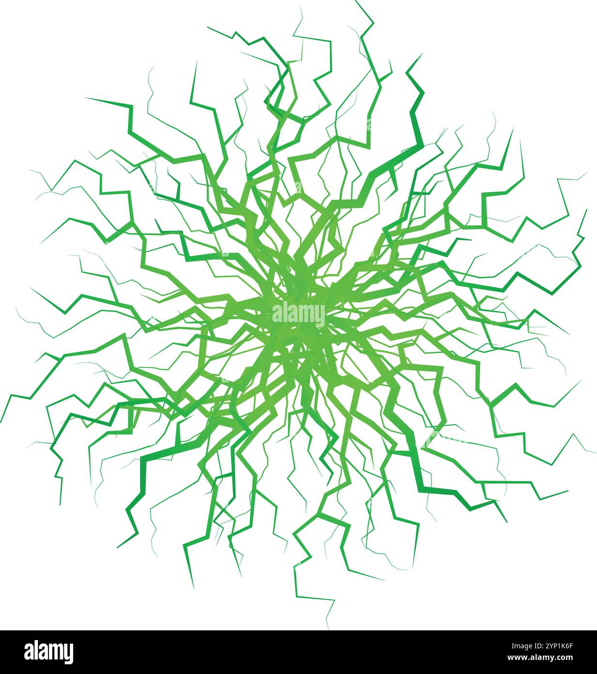 Glowing green lightnings. Magic energy ball sparks isolated on white ...