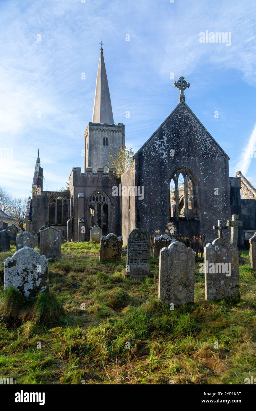 Ruins of Holy Trinity church, Buckfastleigh, north Devon, England, UK ...
