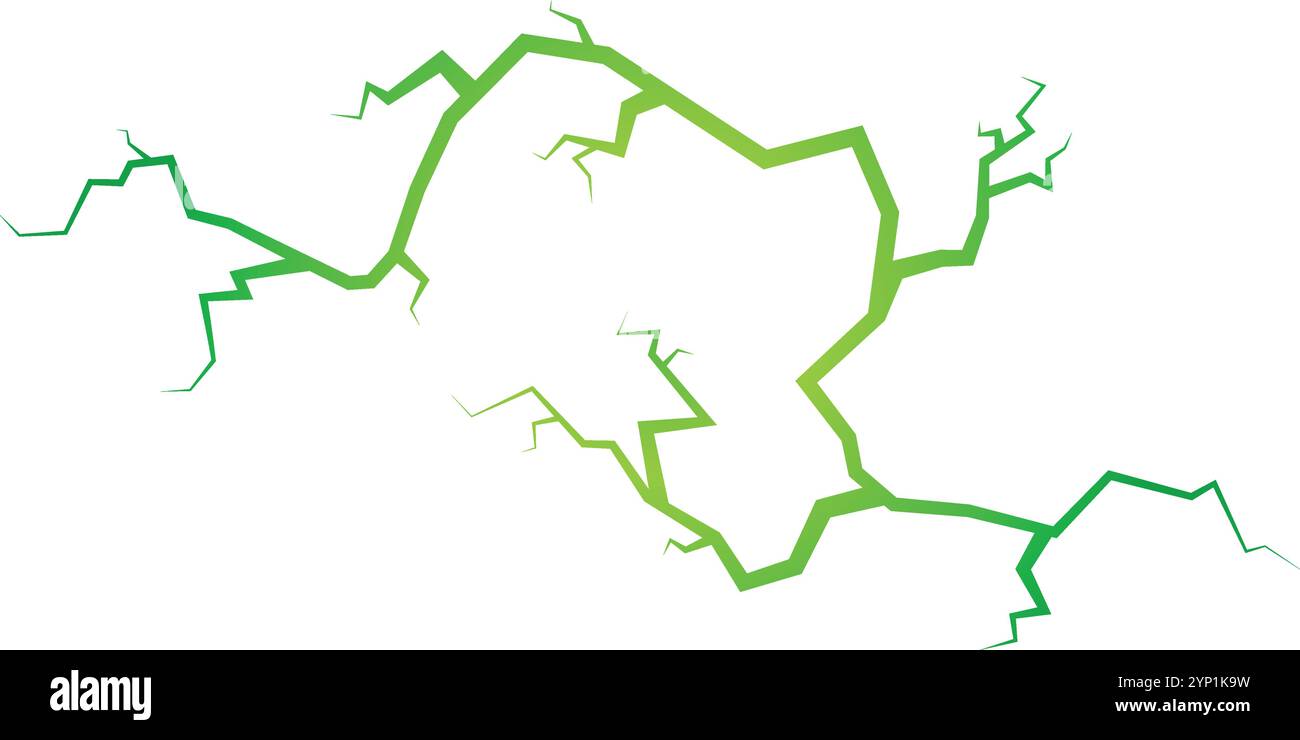 Green glow lightning. Storm effect. Electric strike isolated on white ...