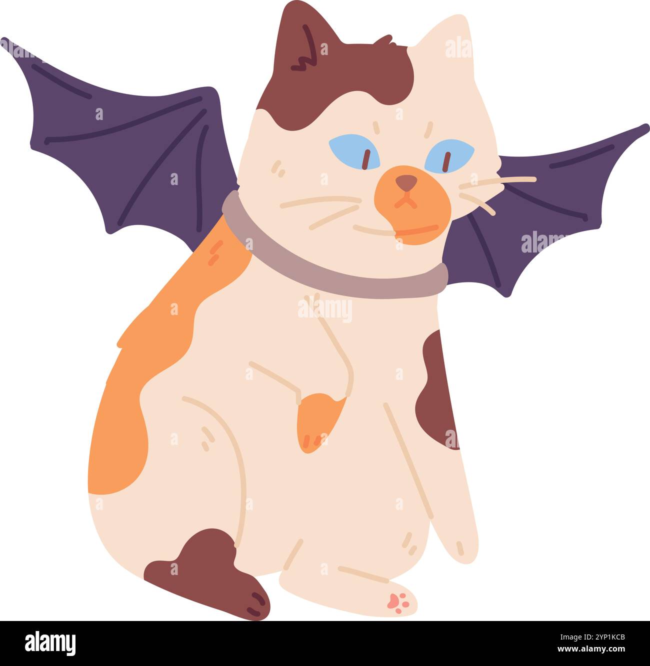 Cat with bat wings. Halloween kitten color character isolated on white ...