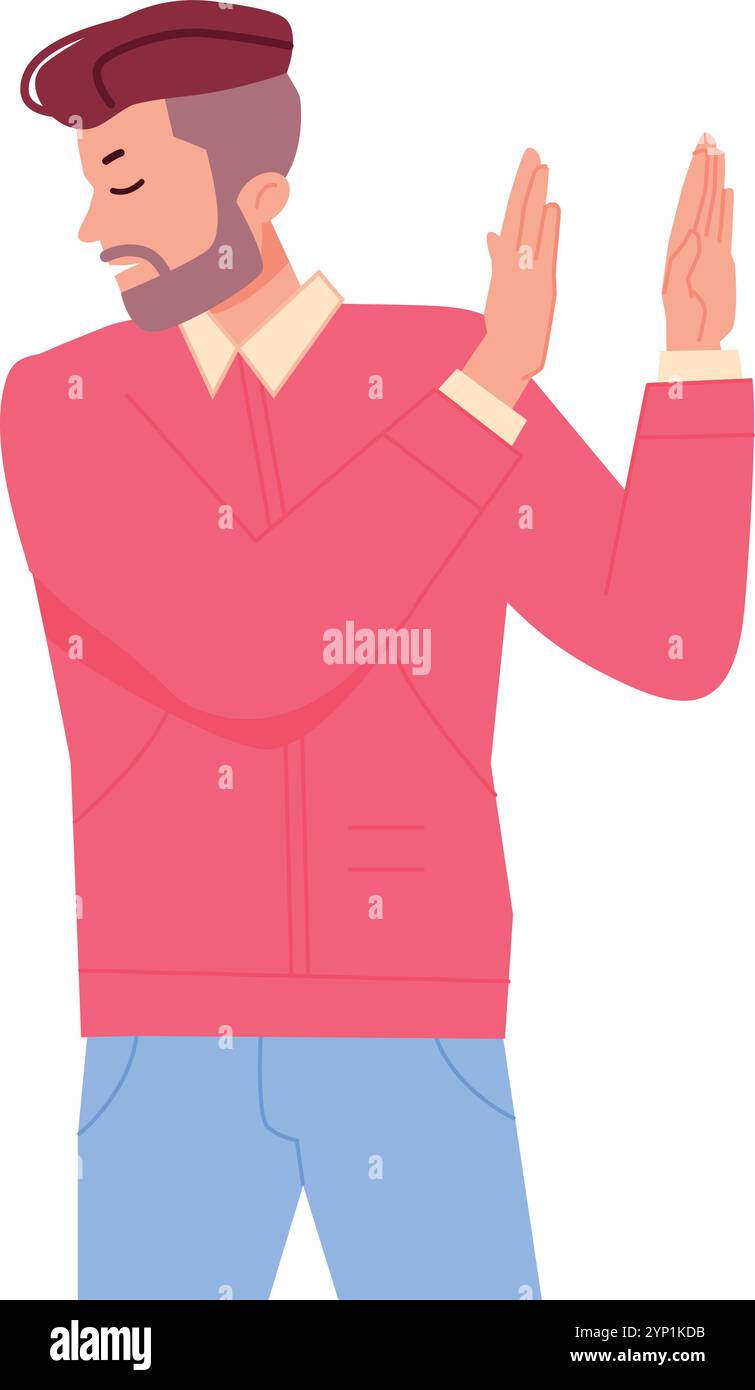 Man refuse. Person showing rejection hand gesture isolated on white ...