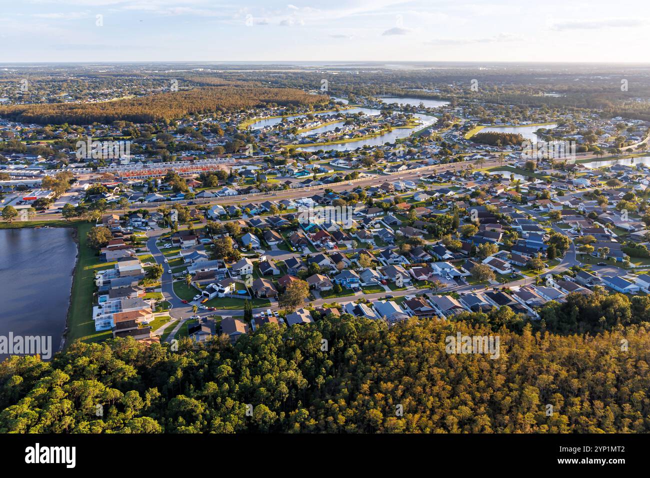 Aerial view photo of new modern neighborhood real estate buildings in ...