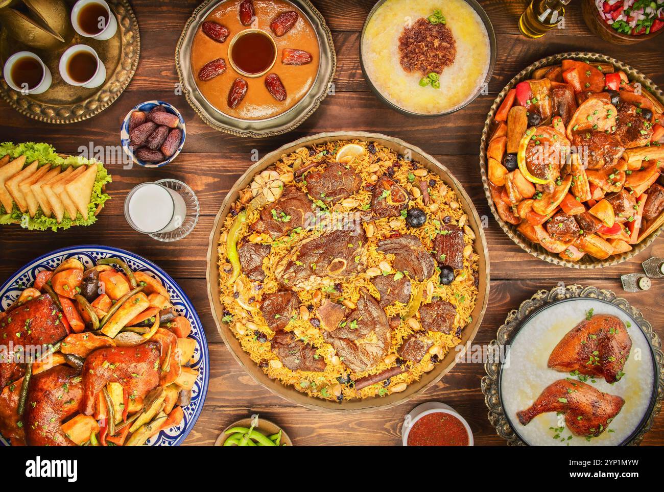 Arabic Cuisine, Assorted of Saudi traditional dishes. These dishes are ...