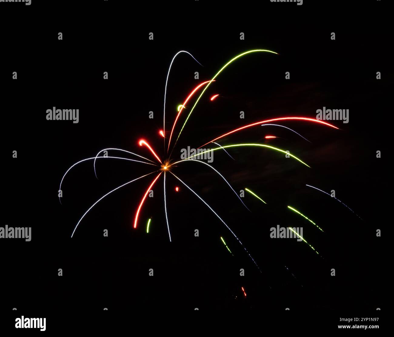 Explosion of fireworks in the night sky on bonfire night in November ...