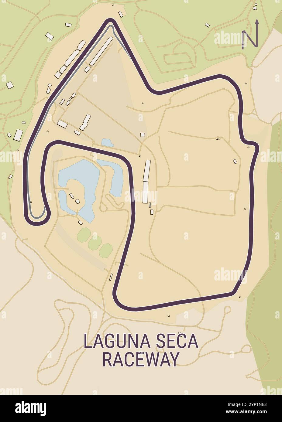 The image depicts a detailed map of the Laguna Seca Raceway, a renowned ... The image depicts a detailed map of the Laguna Seca Raceway, a renowned ...