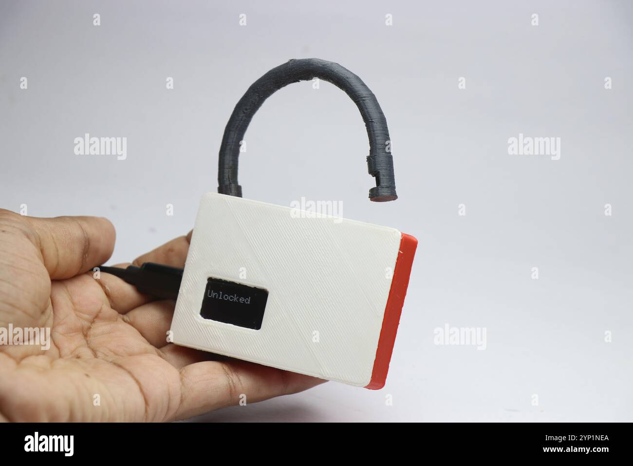 Lock made from 3d printed parts powered by usb held in the hand Stock ...