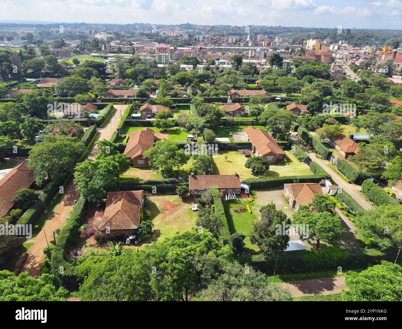 a residential area with single-storey houses and a courtyard in the ...