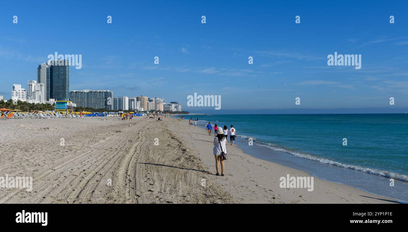 Miami Beach, USA - December 29, 2017: A quiet day on the nearly empty ...