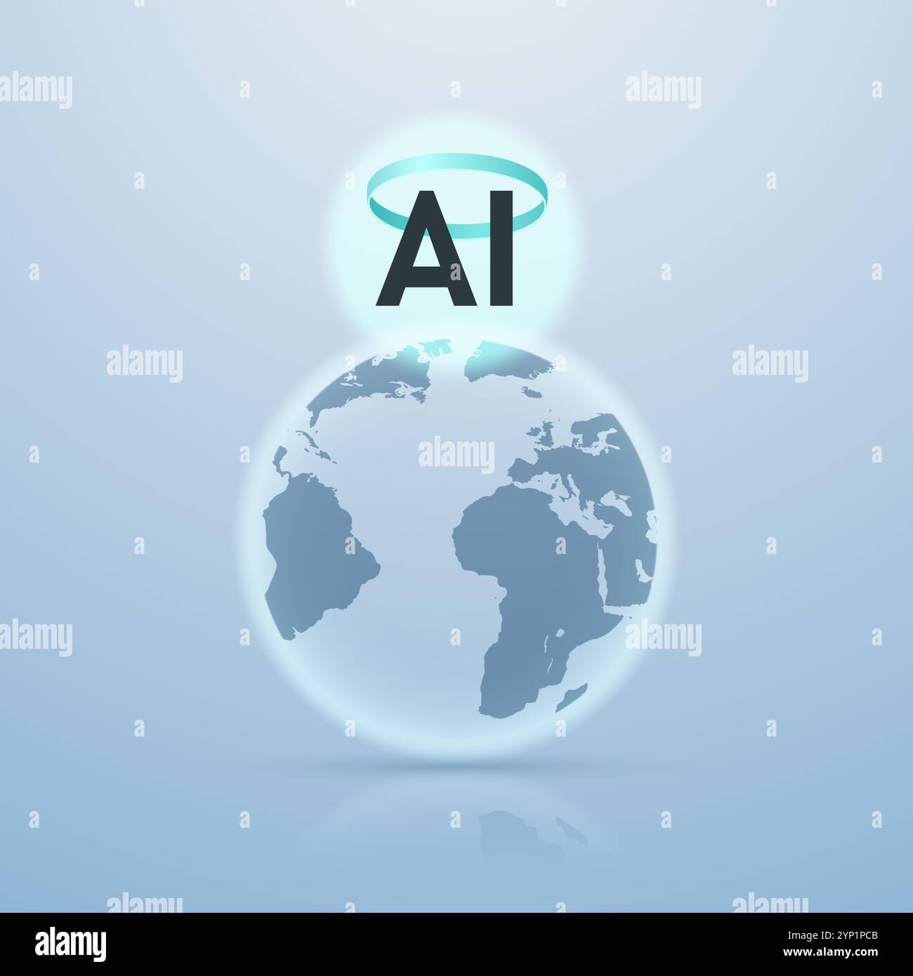 Artificial intelligence symbol above the earth. Concept of ai spreading ...