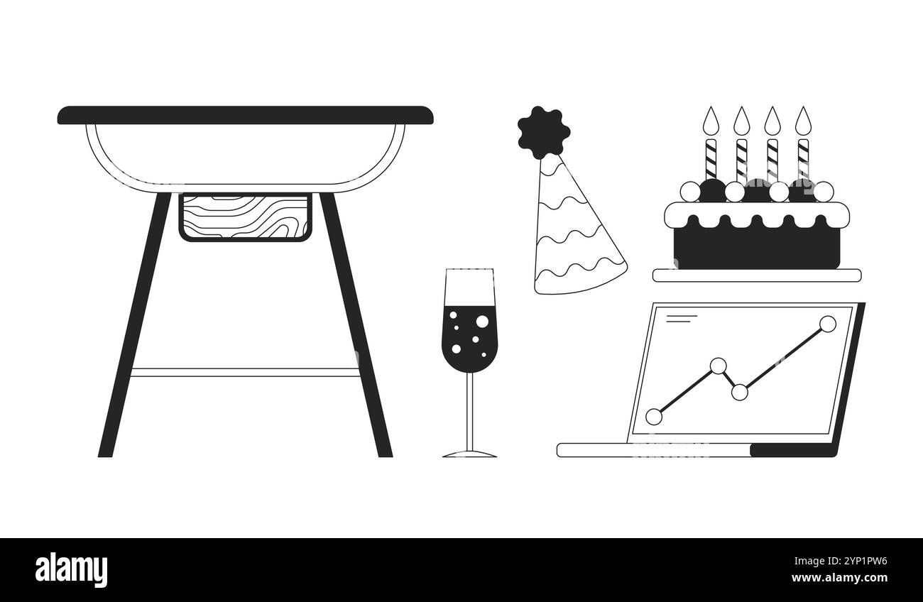 Company milestone celebration party black and white 2D line objects set Stock Vector Image & Art ...