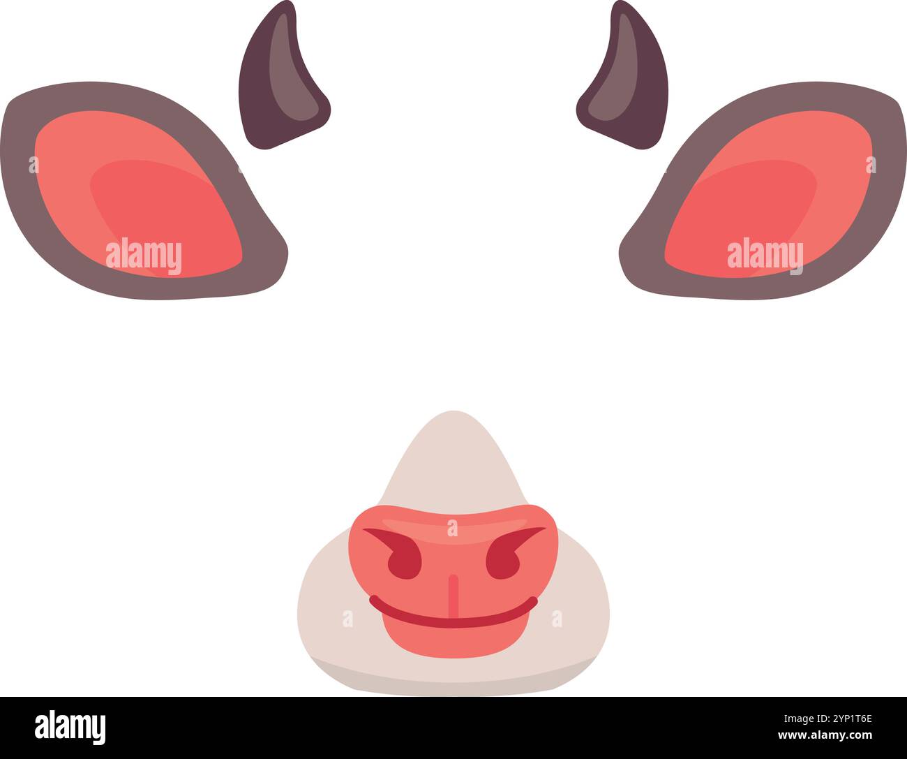 Cow photo filter. Animal ears and nose effect isolated on white ...