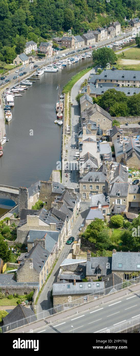 Aerial view of Dinan. Small Breton town famous for its castle, its ...
