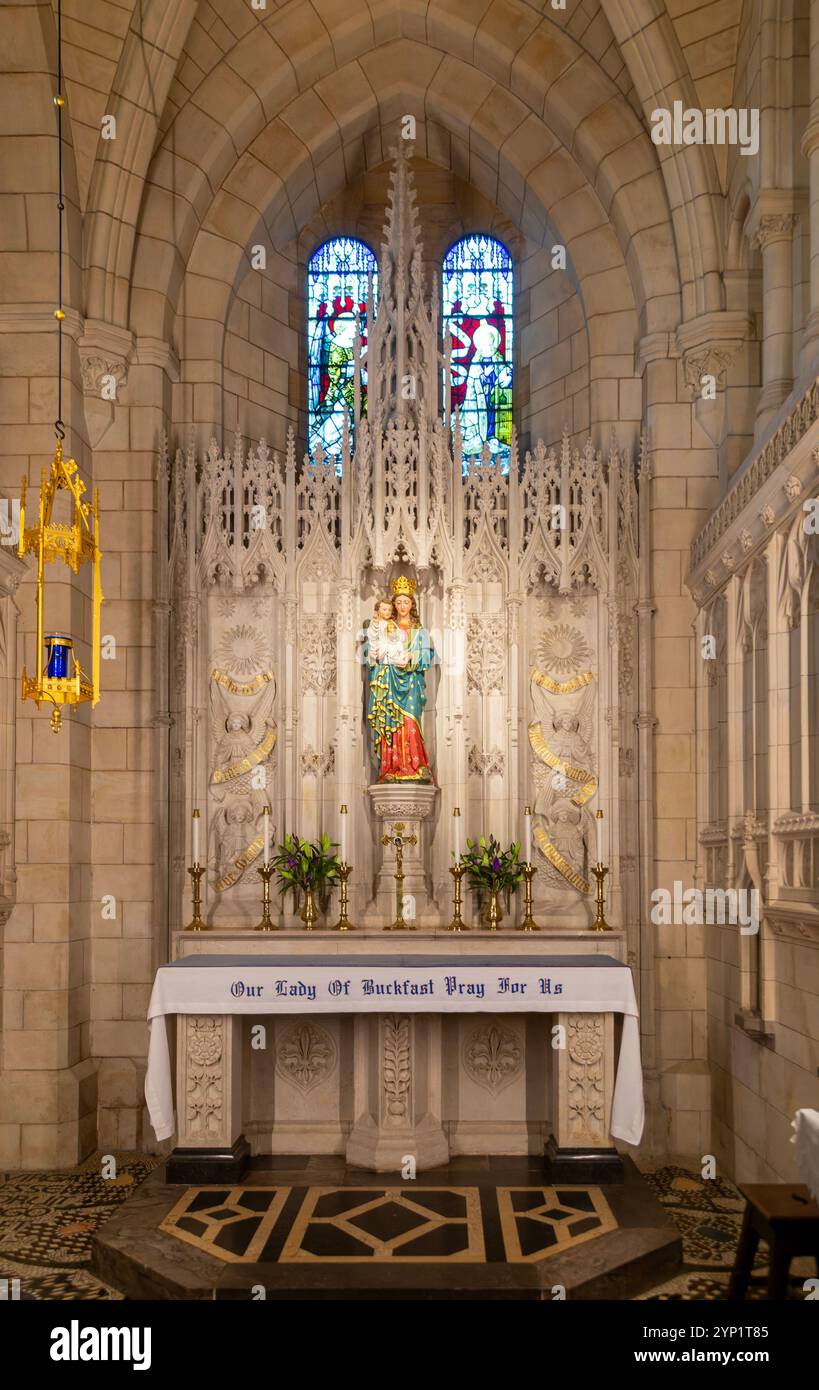 Altar and medieval statue of Our Lady of Buckfast, Lady Chapel ...