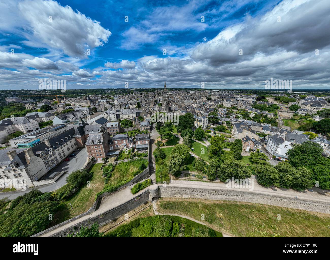 Aerial view of Dinan. Small Breton town famous for its castle, its ...