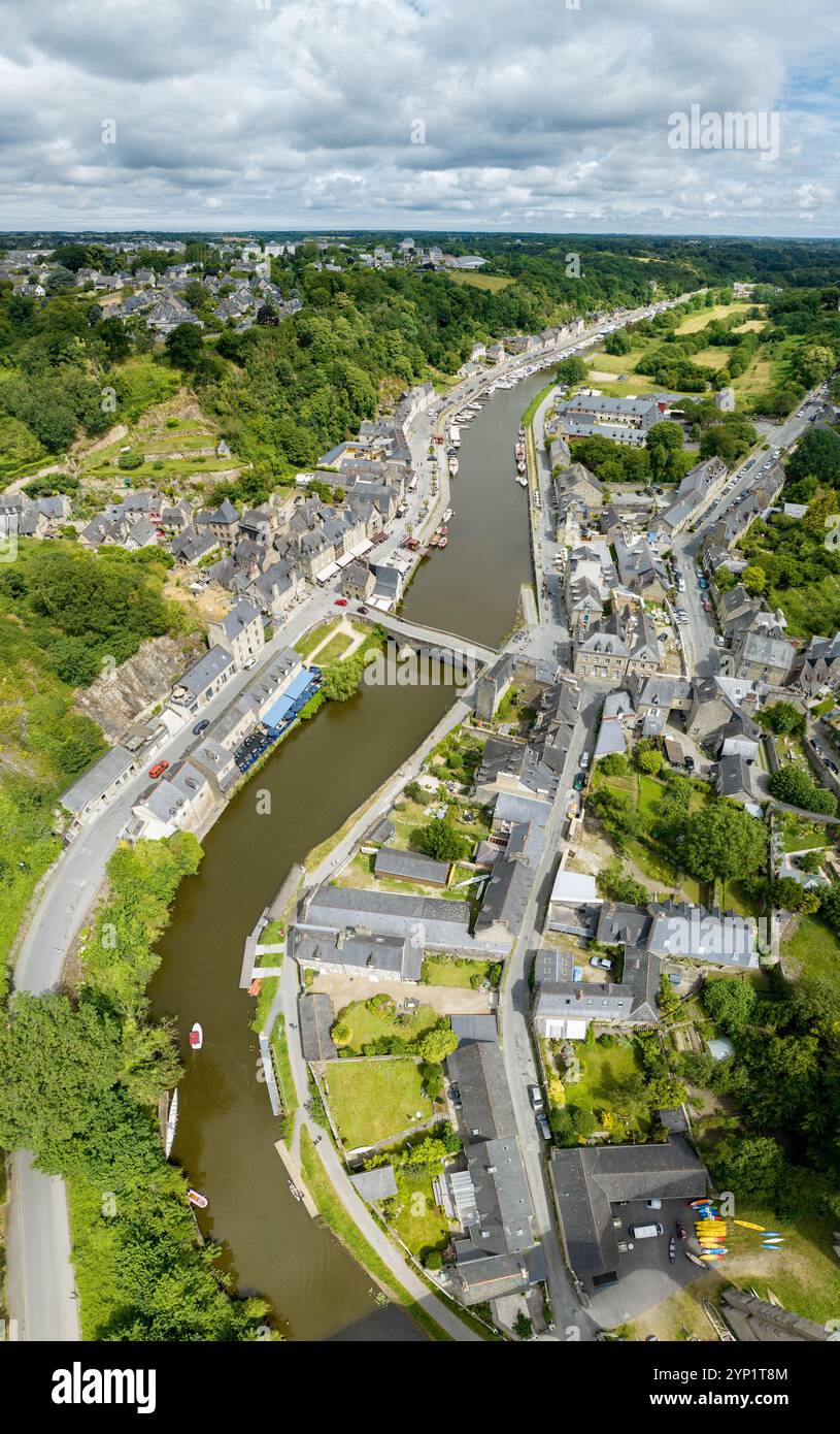 Aerial view of Dinan. Small Breton town famous for its castle, its ...