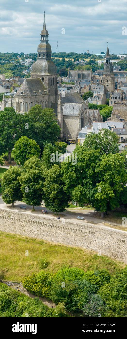 Aerial view of Dinan. Small Breton town famous for its castle, its ...