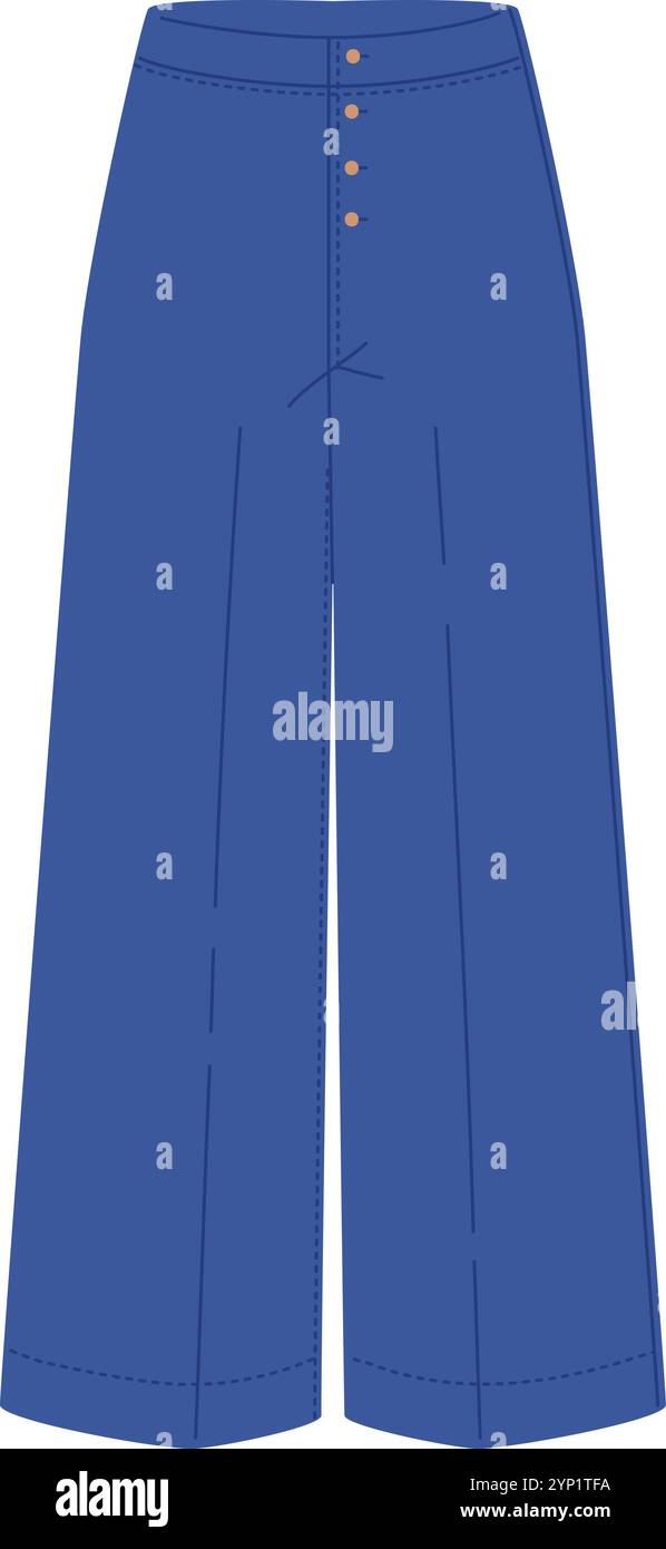 Wide jeans cartoon icon. Leg fashion clothes isolated on white ...