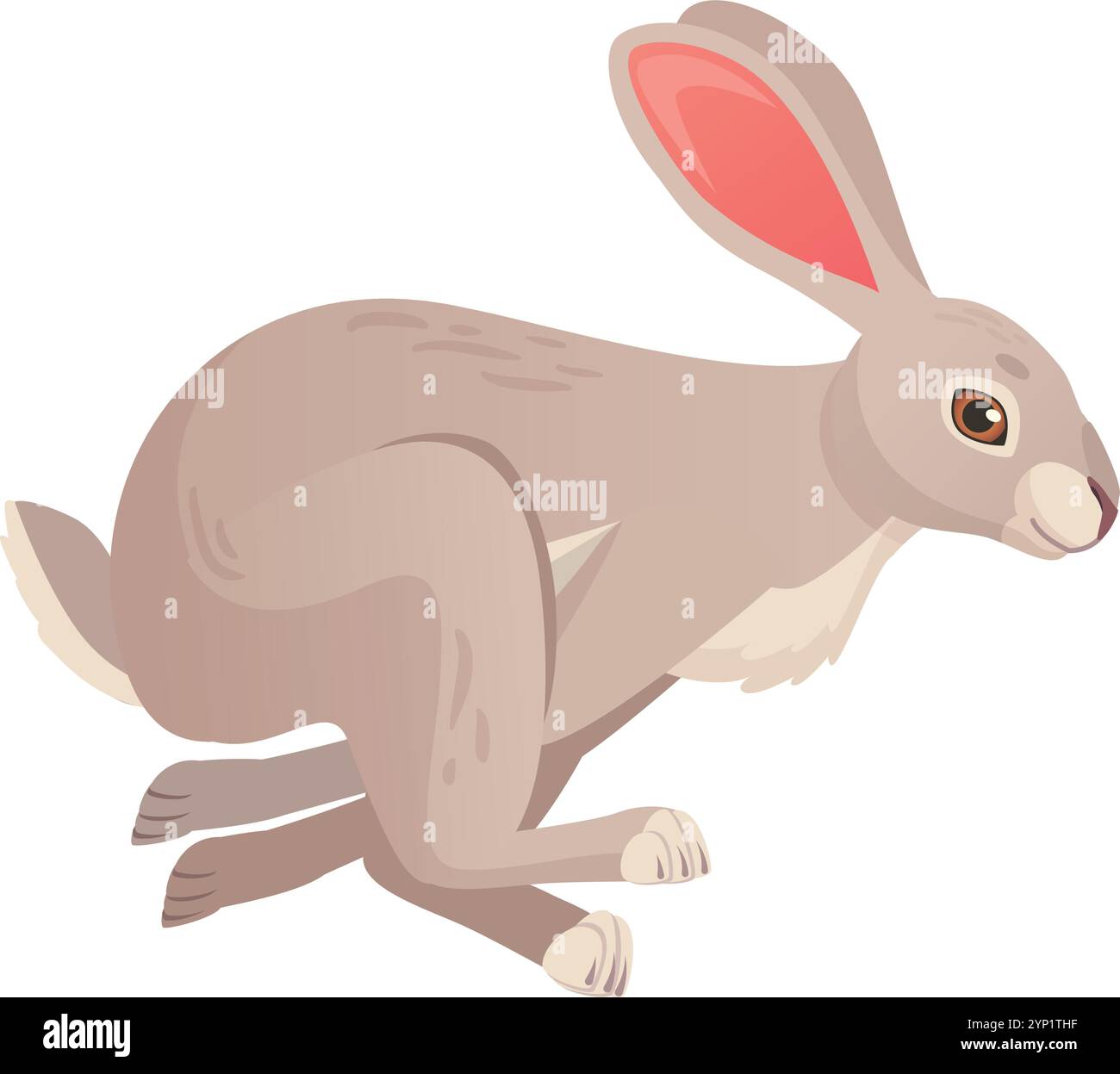 Running rabbit color character. Cartoon wild hare isolated on white ...