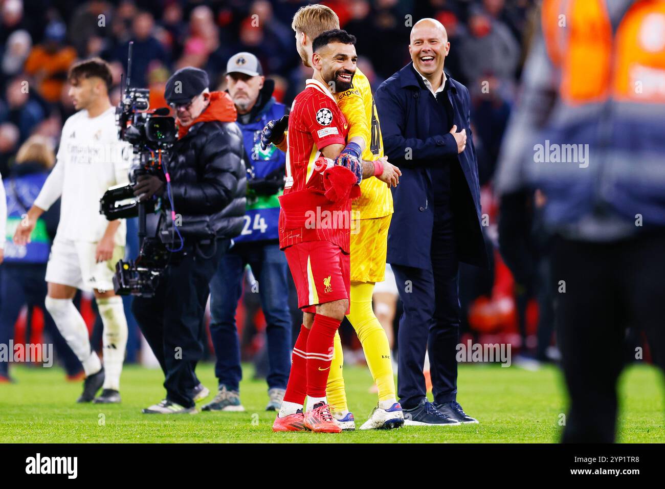 Mohamed Salah of Liverpool celebrates the victory during the UEFA ...