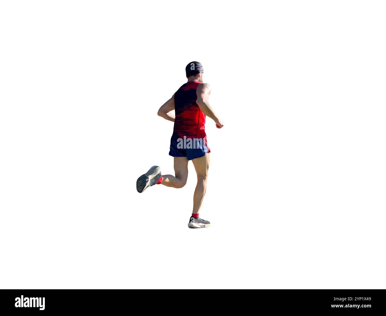 rear view male runner running marathon isolated on white background ...
