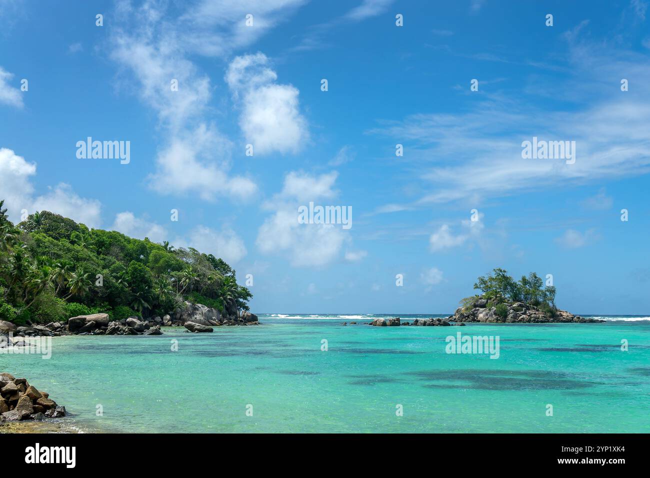 Seychelles landscape in Mahé island. Ile Souris near Fairytale beach ...