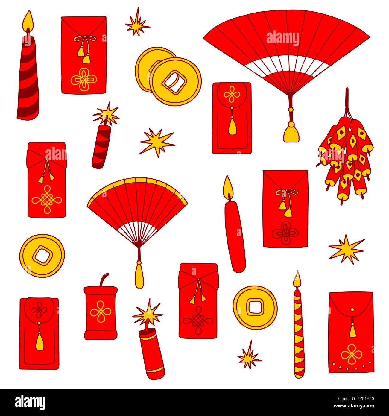 Chinese New Year Celebration Clip Art. Simple colorful icon set Stock ...