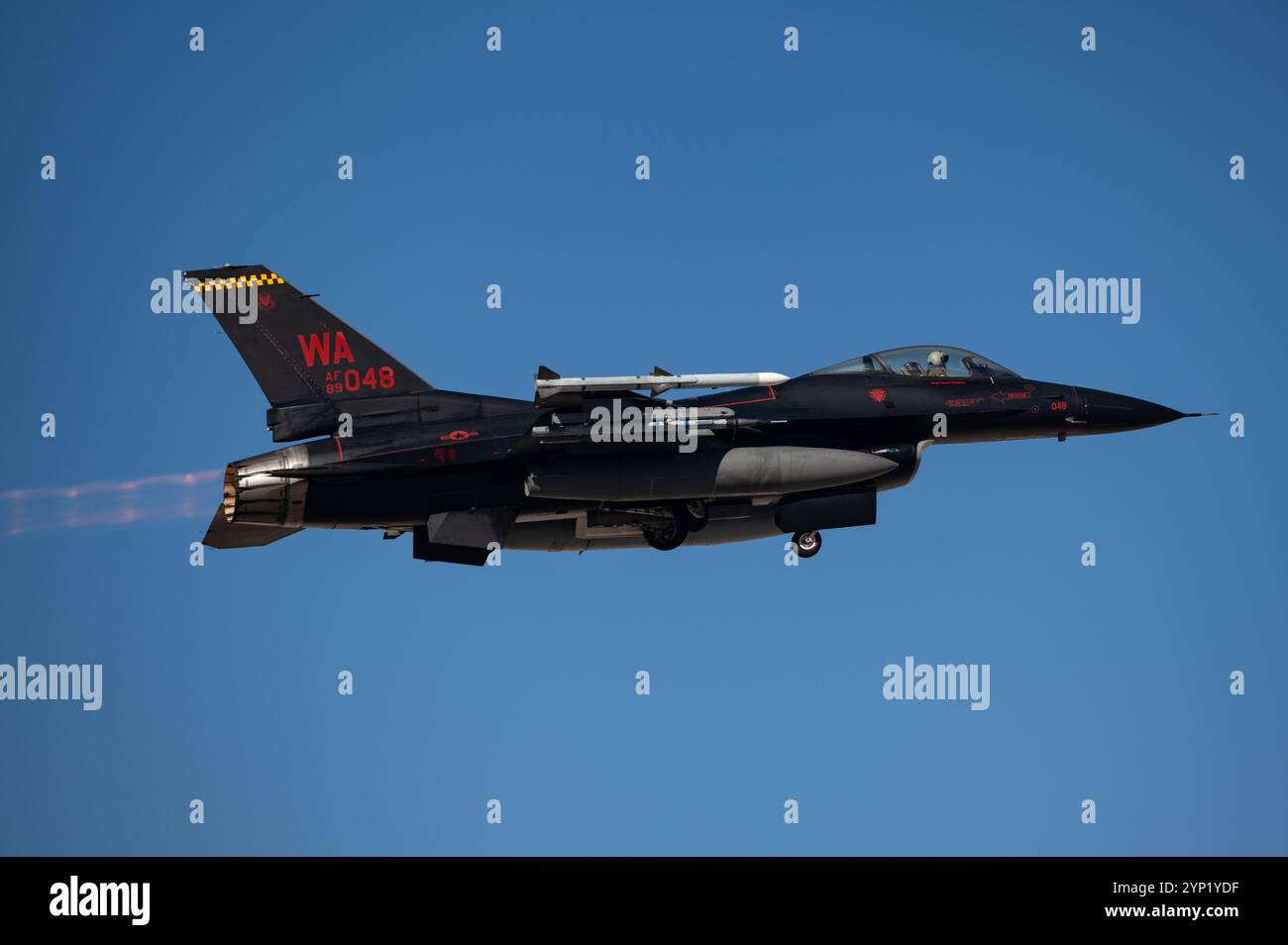 An F-16 Fighting Falcon assigned to the 64th Aggressor Squadron, takes ...