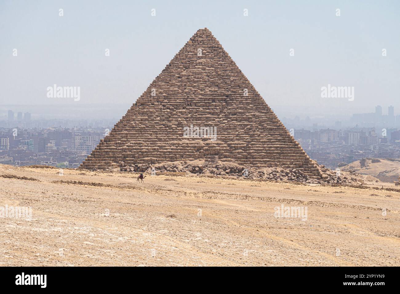 The great pyramid of Cheops in Cairo, Egypt. Pyramids of Khafra against ...
