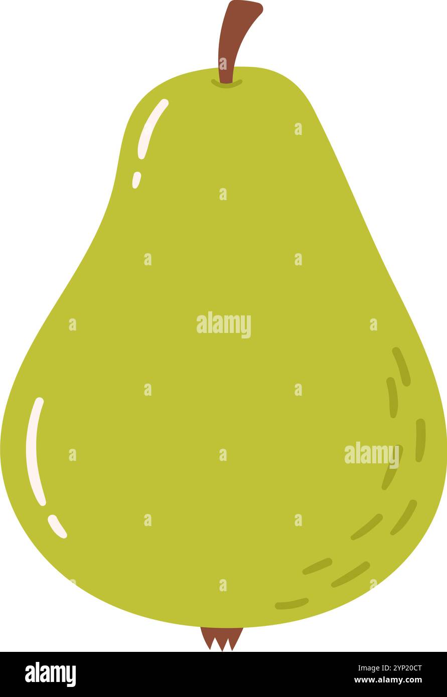 Fruit pear in cartoon hand drawn simple style. Editable variable color ...