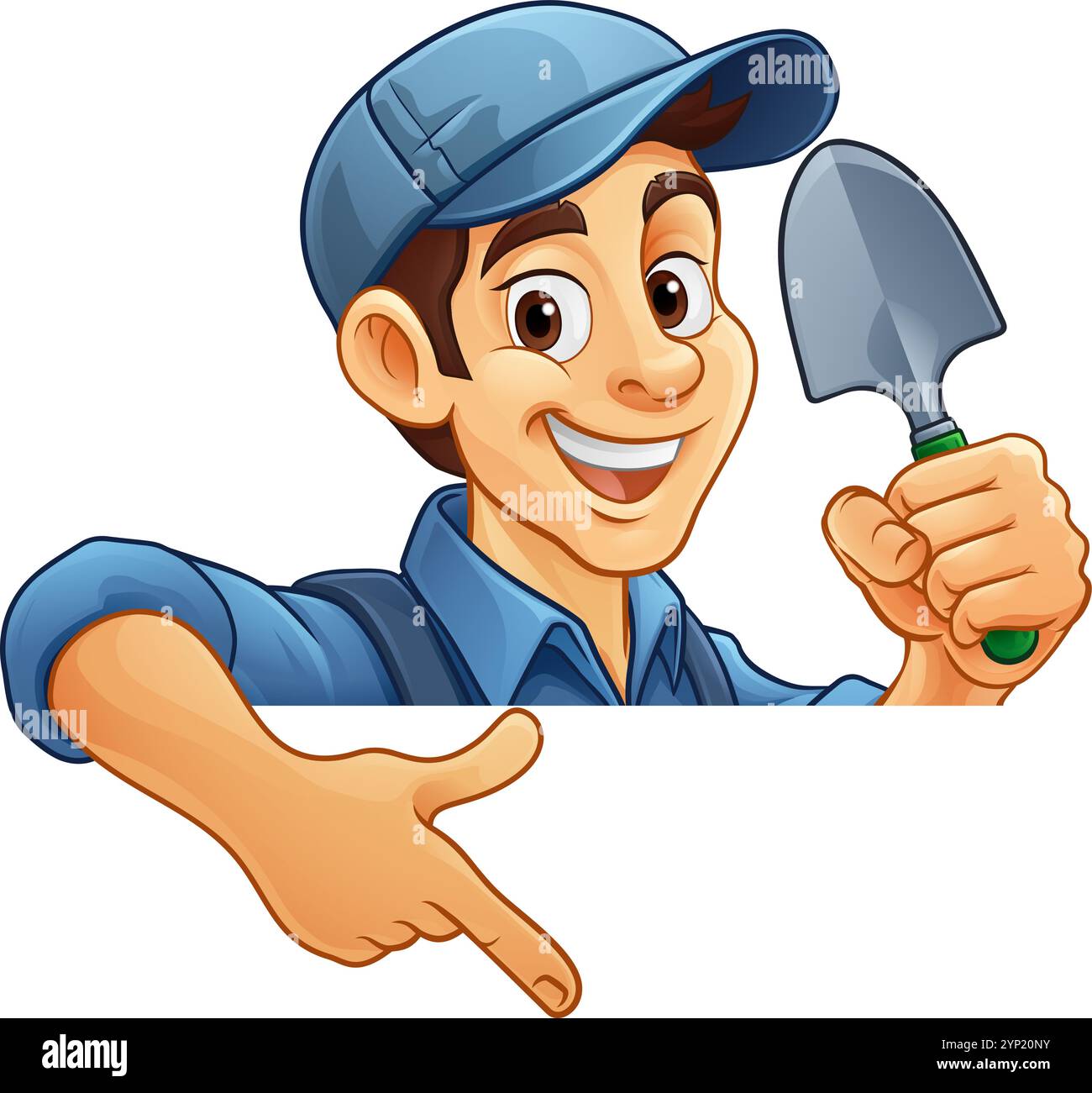 Gardener Garden Trowel Cartoon Handyman Man Mascot Stock Vector Image ...