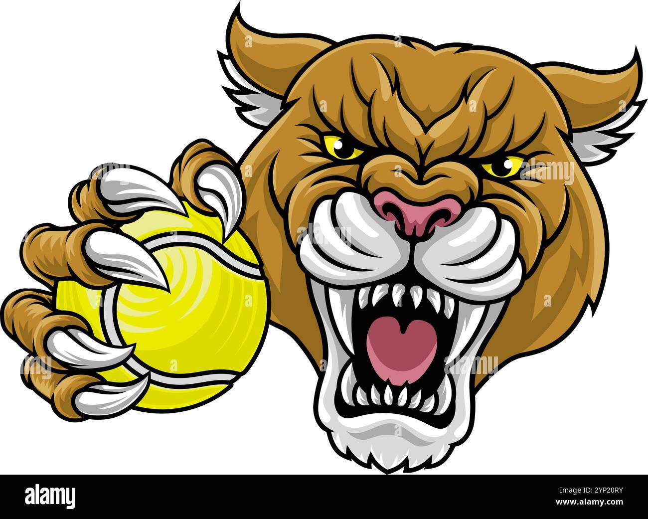 Cougar Panther Mountain Lion Puma Tennis Mascot Stock Vector Image ...