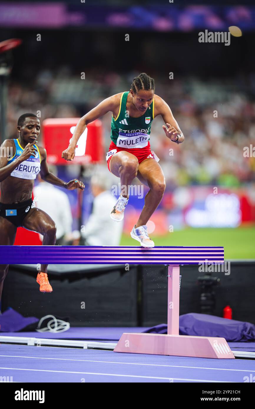 Lomi Muleta participating in the 3000 metres steeplechase at the Paris ...
