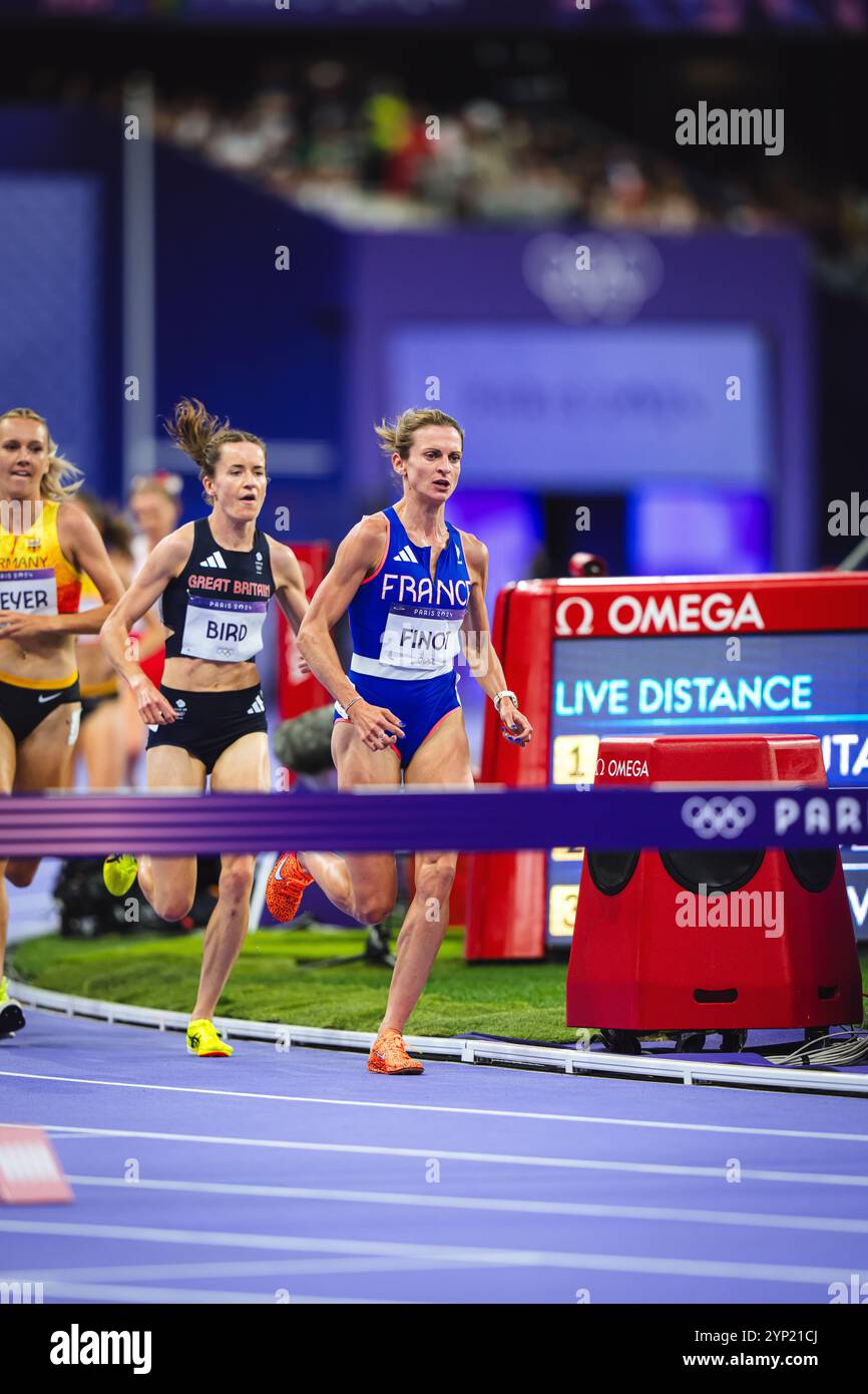 Alice Finot participating in the 3000 metres steeplechase at the Paris ...
